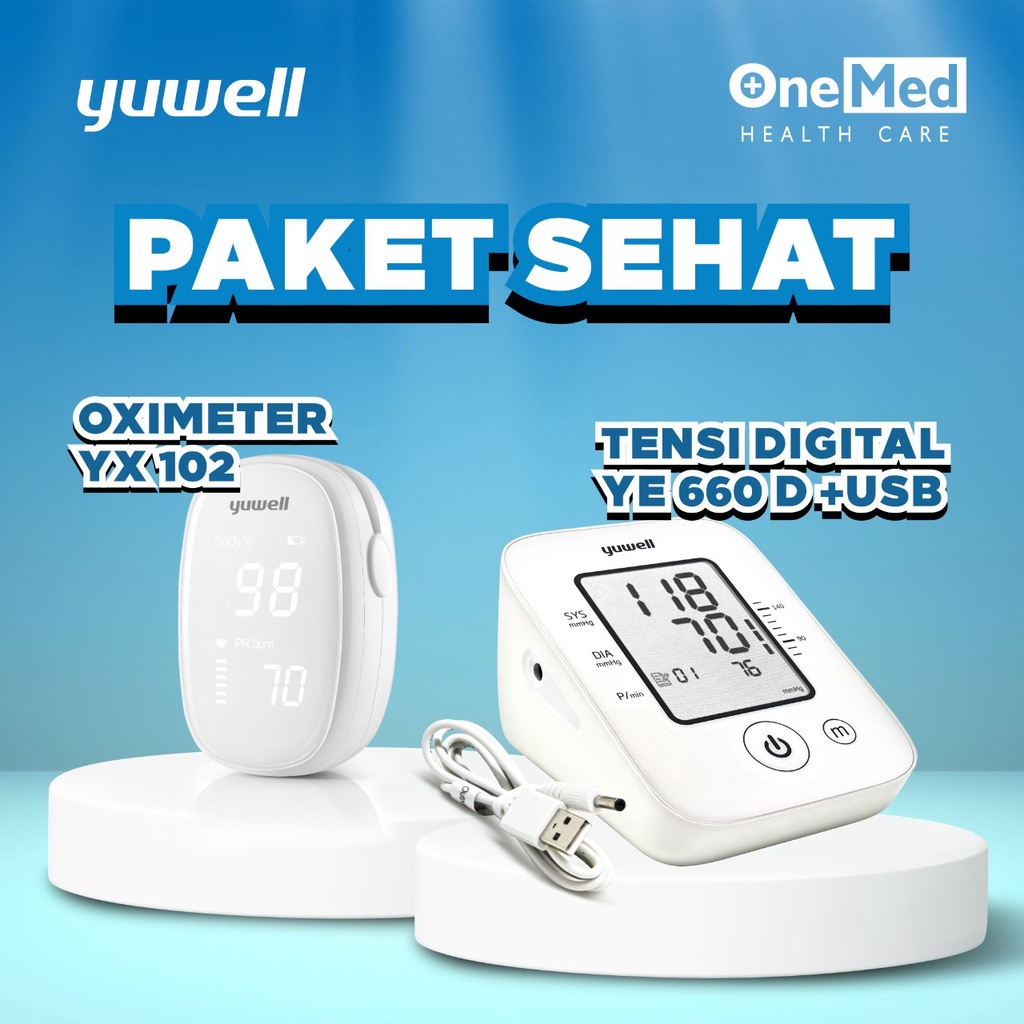 Jual [PAKET SEHAT] Yuwell Tensimeter Digital YE660D Plus USB & Oximeter ...