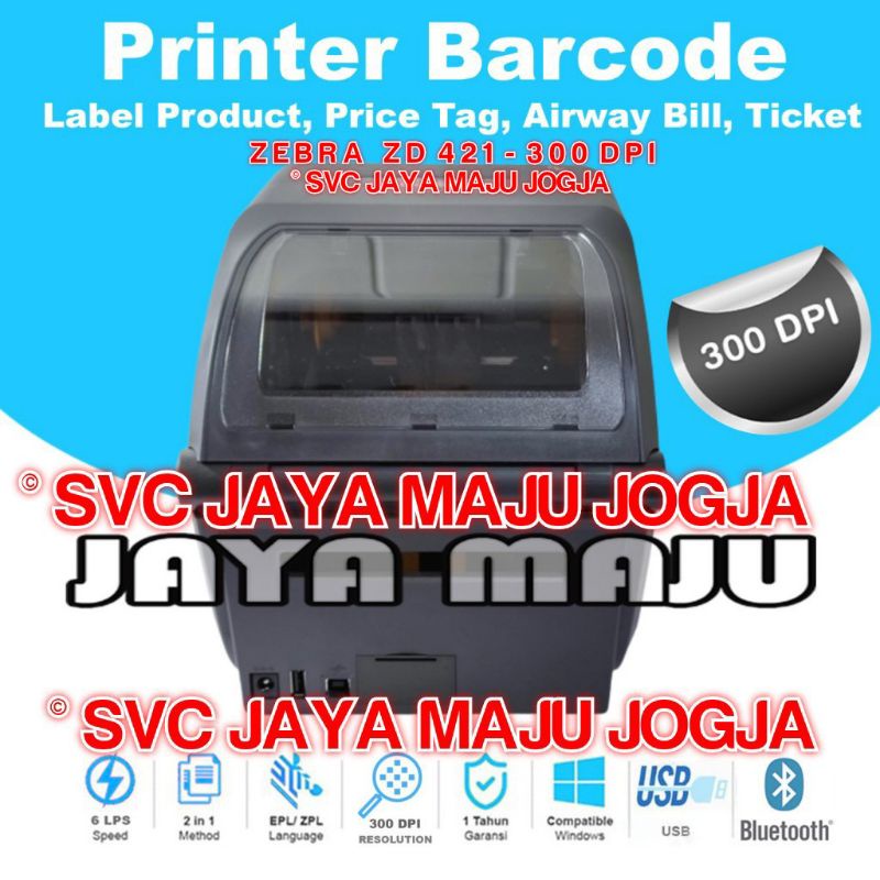 Jual ZEBRA ZD 421 300 DPI - SPEED 102 MM/S - USB 2.0 USB HOST BLUETOOTH ...