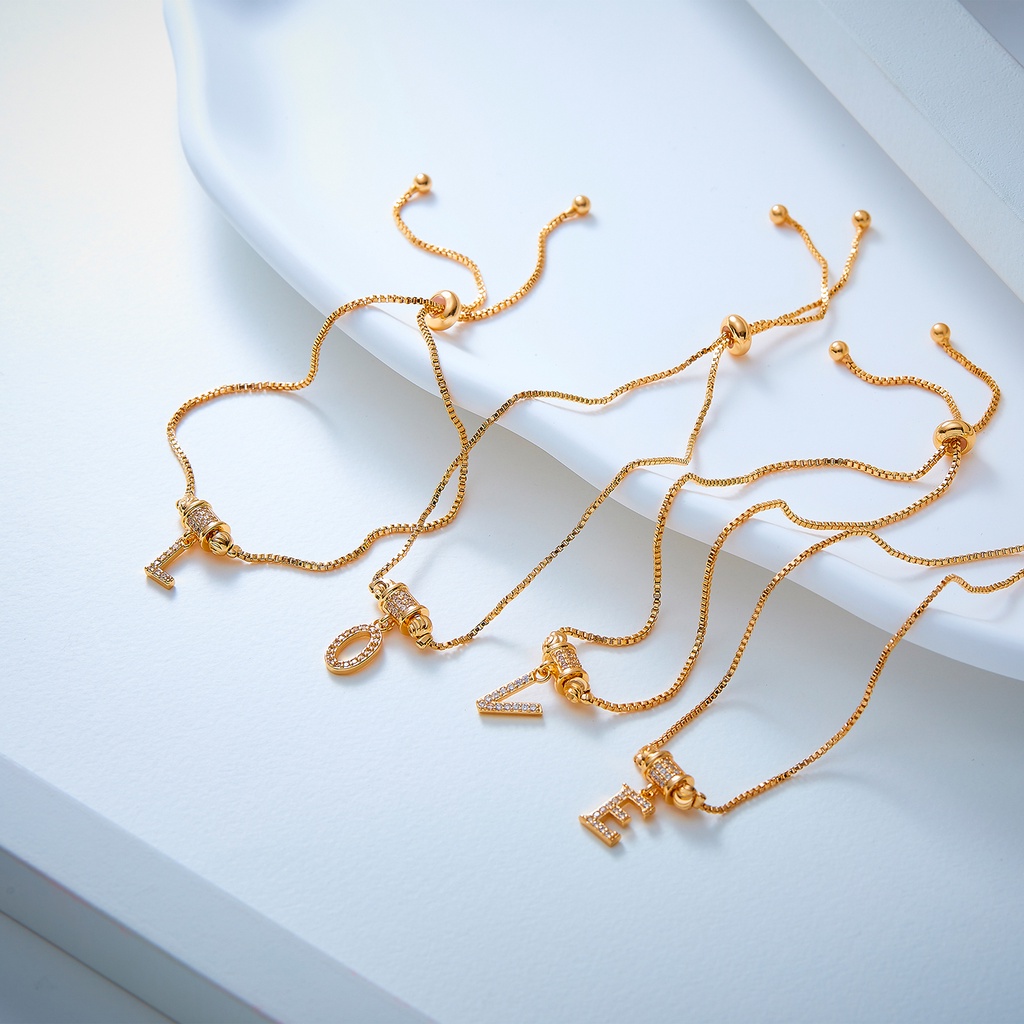 Jual Hyl Jewelry 246B Couple Gelang Titanium Huruf Wanita Gold Nama ...