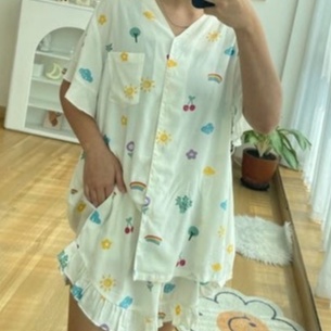 Jual White Playful RUFFLE SET - Baju Tidur / Baju Rumahan / Baju Santai ...