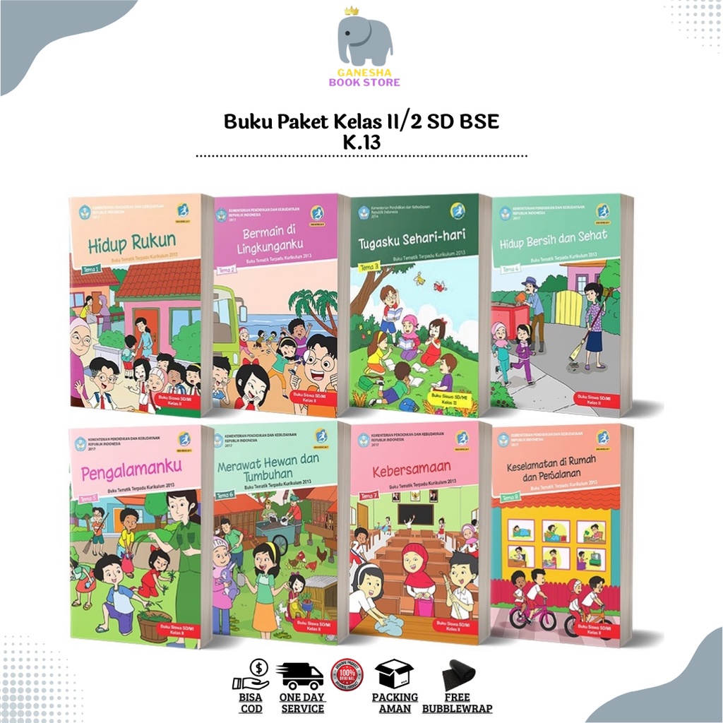 Jual Buku Paket SD Kelas 2 BSE Tematik K13 Bse Edisi Revisi 2017 Tema 1-8 Kelas II/2 SD ...
