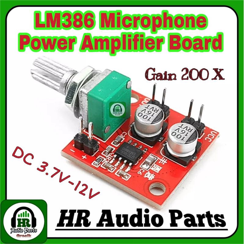 Jual LM386 Board Amplifier Electret Microphone Gain 200 Times DC 3.7v-12v | Shopee Indonesia