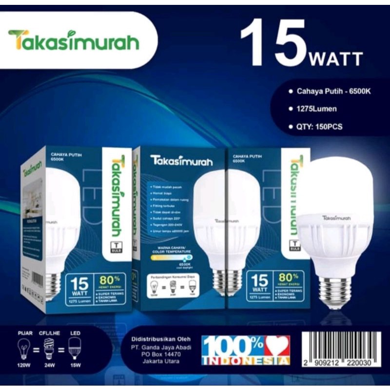 Jual Lampu Led Kapsul 15w 10w 5w / TAKASIHMURAH / Murah Beneran ...