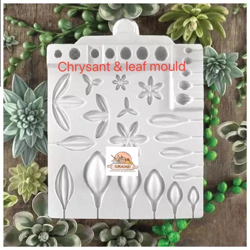 Jual Silicone mold Leaf daun no (23) 3D cetakan chrysan daun ...