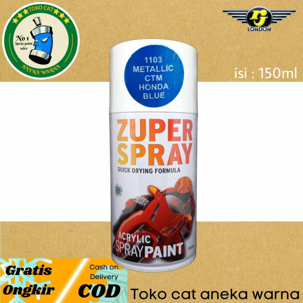 Jual cat semprot 150cc metallic metalik CTM honda blue biru zuper spray produk dari rj london ...
