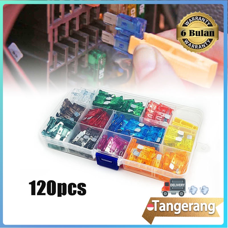 Jual 120pcs/box Tempat Sikring Mobil Fuse Blade Sekring Mobil Motor ...
