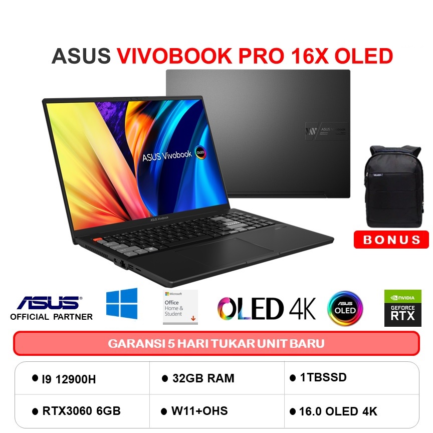 Jual Asus Vivobook Pro 16X N7601ZM OLEDP912 Core i9-12900H 32G 1TB RTX3060 6G W11 OHS | Shopee ...