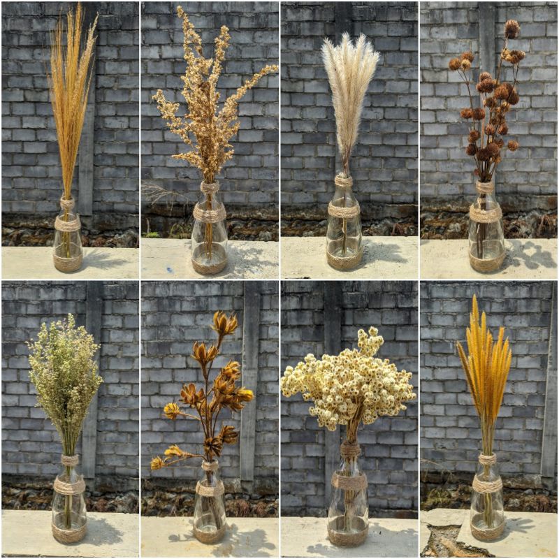 Jual Bunga kering set vas kaca aesthetic / Bunga hias / dekorasi ...