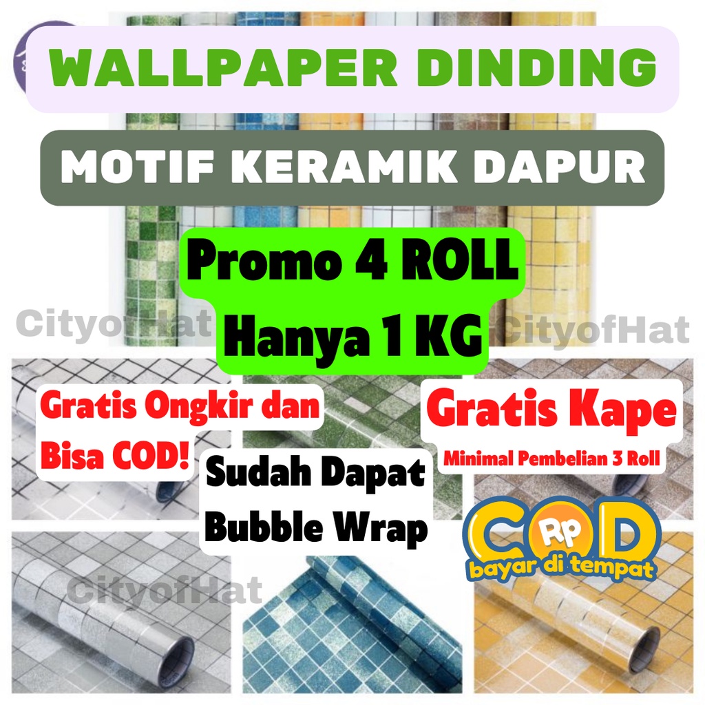 Jual Wallpaper Siker Dapur Motif Mozaik Anti Panas & Api Bahan Premium ...