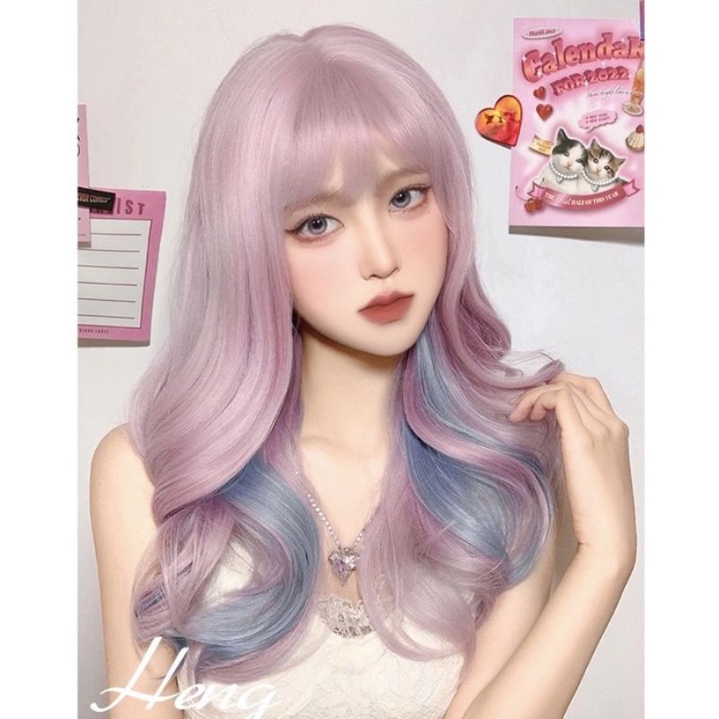 Jual WIG RAMBUT PALSU WANITA CURLY PONI PANJANG BERGELOMBANG IKAL WARNA ...