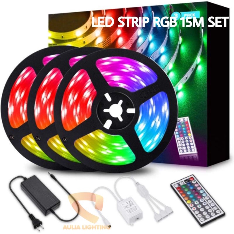 Jual LAMPU LED STRIP RGB 15M SET ADAPTOR REMOTE - LAMPU PLAFON KAMAR ...