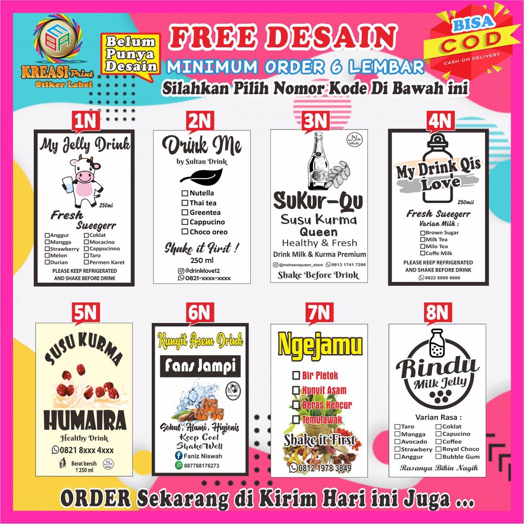 Jual Cetak Stiker Label Minuman Murah Anti Luntur Desain Gratis | Bisa ...