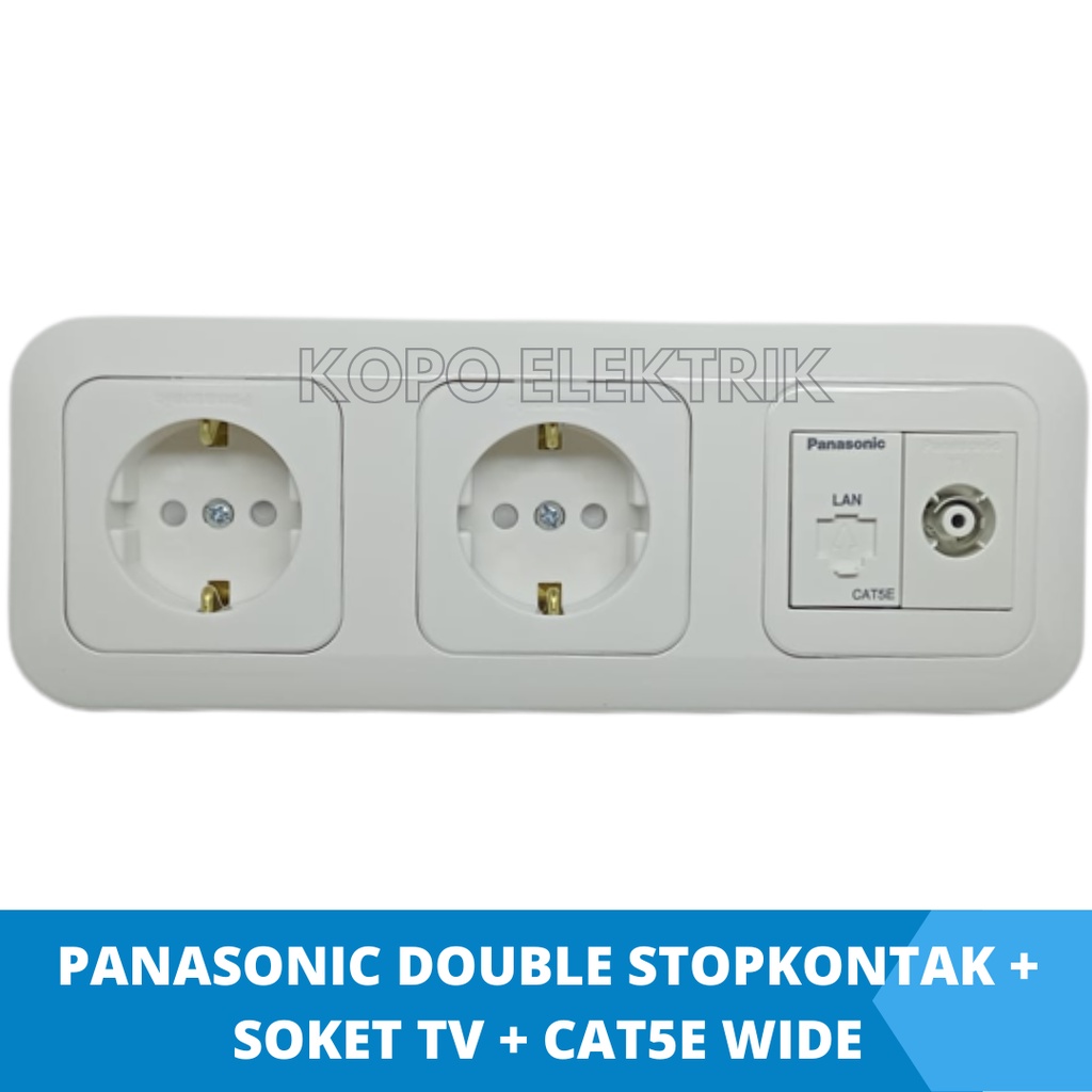 Jual Panasonic Double Stopkontak CP + Outlet Data + Soket TV 3 Gang ...