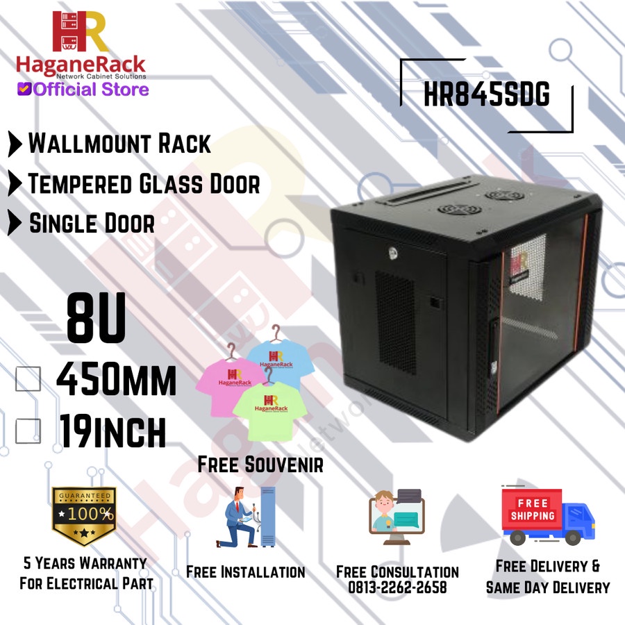 Jual WALLMOUNT RACK 8U 450MM - HAGANERACK HR845SDG RAK SERVER SINGLE ...