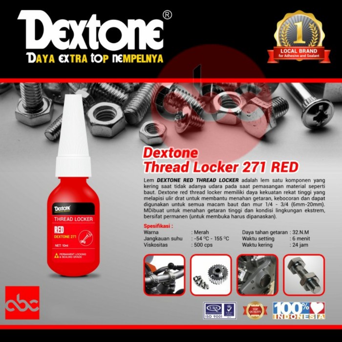 Jual DEXTONE RED THREAD LOCKER 271 - LEM BAUT PERMANENT LOCKING - 10 ML ...