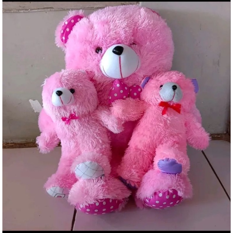 Jual Boneka Beruang Tedi bear jumbo 70cm beranak 2(besar 1, kecil 2 ...