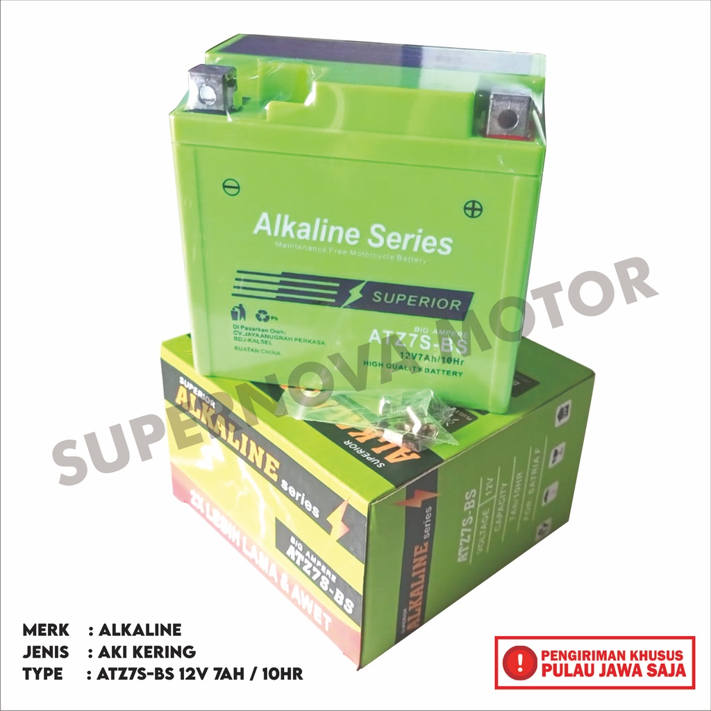 Jual AKI KERING ATZ7S-BS GTZ-7S 12V 7AH 10HR AKI MOTOR KERING ALKALINE SERIES BEBAS PERAWATAN ...