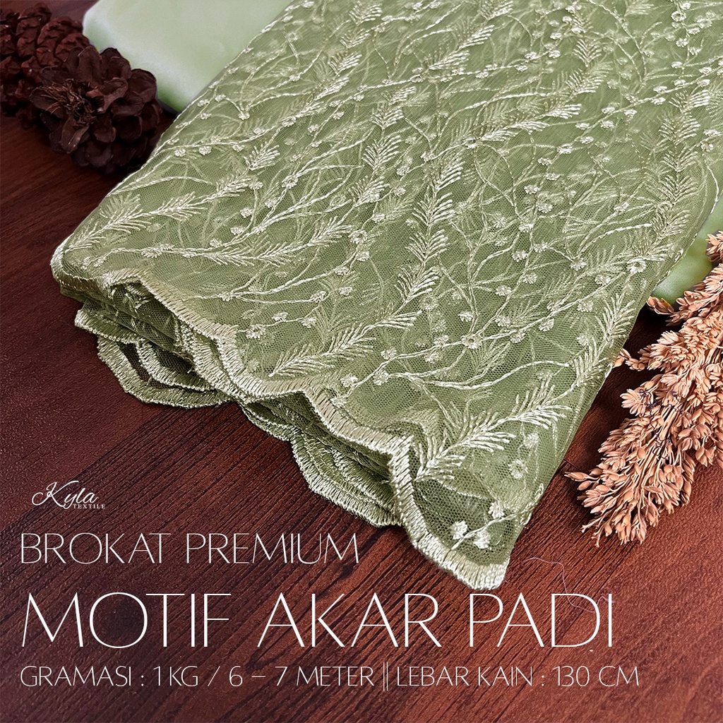 Jual 1/2 METER BROKAT TILE PRANCIS MOTIF AKAR PADI/BAHAN KEBAYA ...