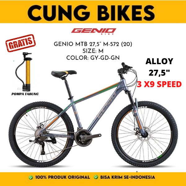 Jual Sepeda gunung MTB 27.5 Inch Genio M 572 Frame Alloy Inner 3 x 9 Speed | Shopee Indonesia
