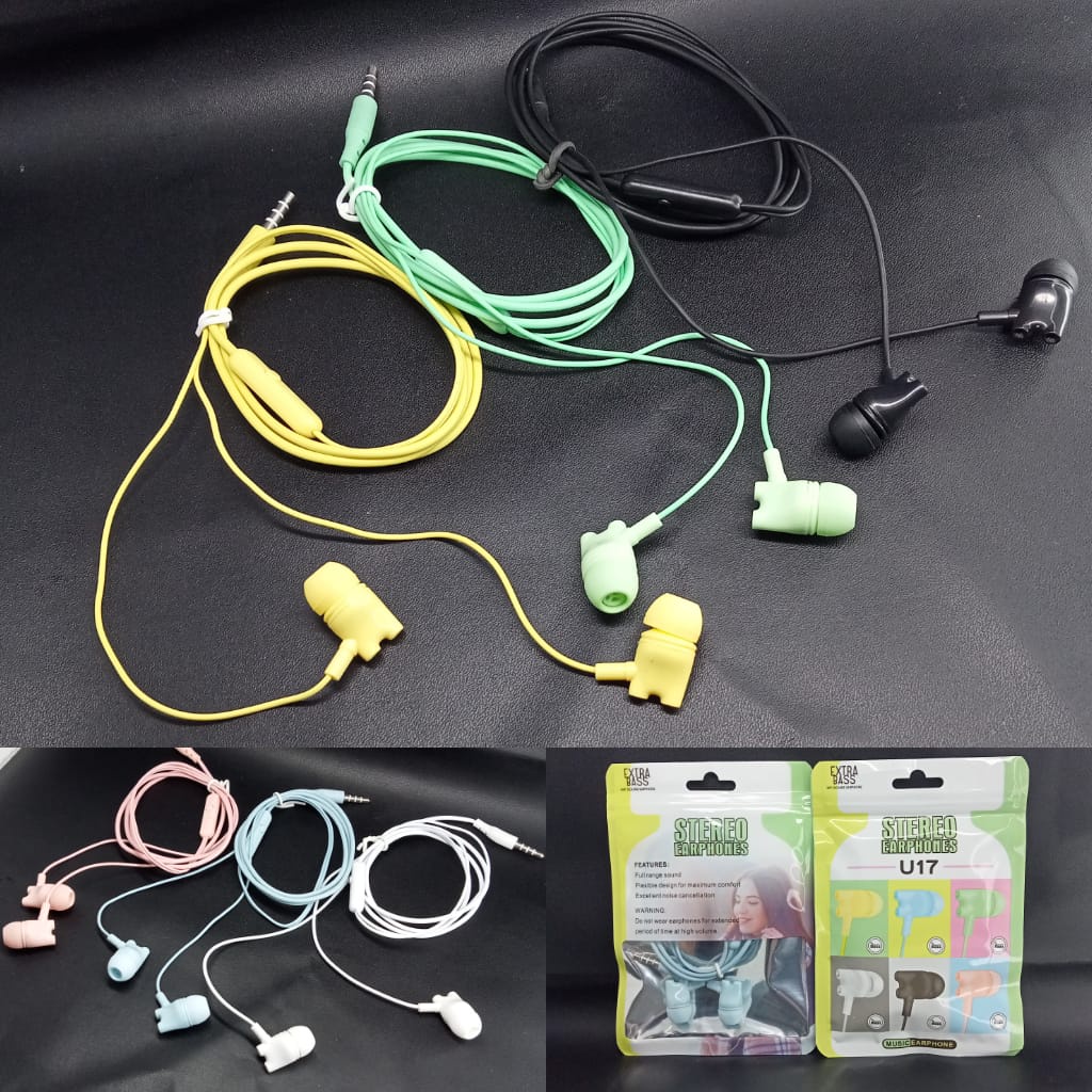 Jual Handsfree Headset Macaron + Mic Earphone Music Streo Extra Basss ...