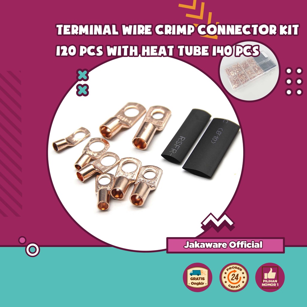 Jual WHDZ COPPER RING TERMINAL WIRE CRIMP CONNECTOR KIT 120 PCS ...