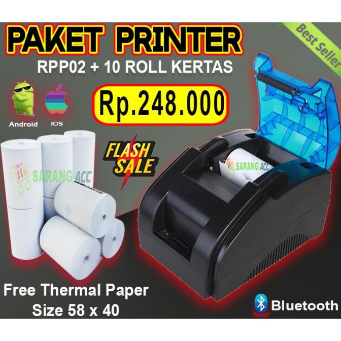 Jual Paket Printer Thermal Bluetooth RPP02 + 10 Roll Kertas | Shopee Indonesia