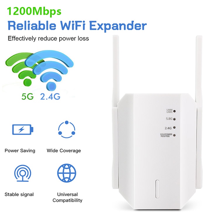 Jual WiFi Reapeter 1200Mbps WiFi Extender Signal Range Amplifier Wireless Wifi Amplifier Penguat ...
