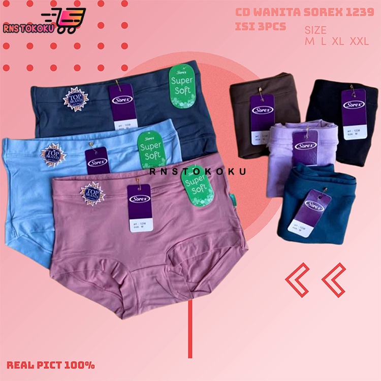 Jual Isi 3pcs Sorex Celana Dalam Wanita Basic Super Soft CD 1238 (Adem Dipakai) | Shopee Indonesia