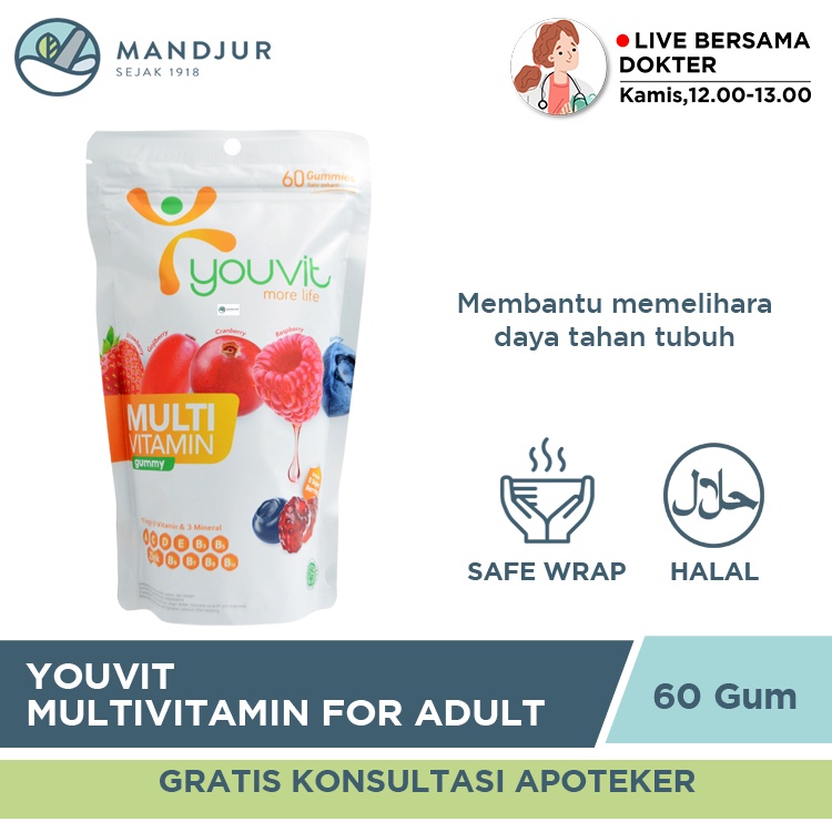 Jual Youvit Multivitamin For Adult 60 Gummies - Multivitamin Gummy Dewasa Rasa Mix Berry ...