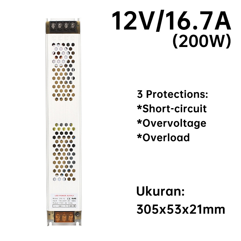 Jual Power Supply Slim 12V 3A 36W / 5A 60W Trafo Indoor Light Box LED ...