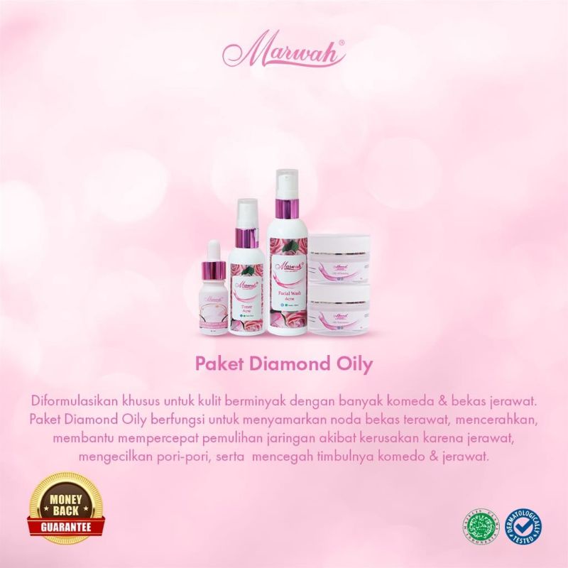 Jual MARWAH SKINCARE DIAMOND OILY, FREE SERUM, FREE POUCH DAN BONUS ...