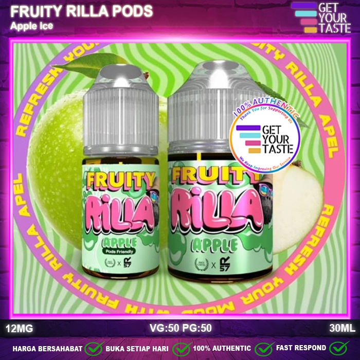 Jual Liquid Fruity Rilla Apple Pods Friendly 30ML Salt by IJC x Hero57 ...
