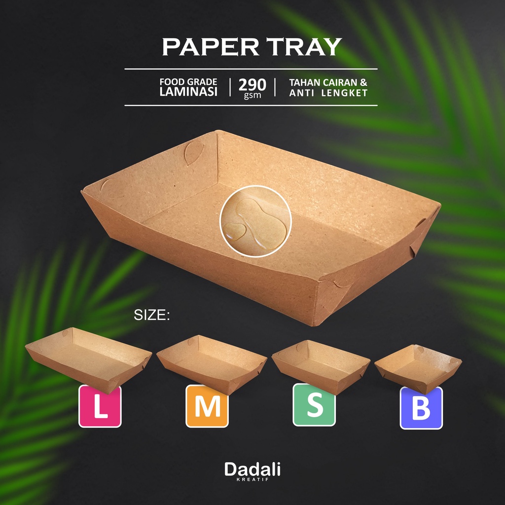 Jual IS Paper Tray Dine In Laminasi L/M/S/B Kraft Coklat Tebal 290gsm ...