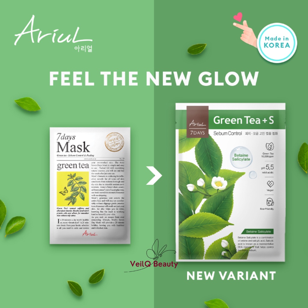 Jual ARIUL 7 Days Sheet Mask Masker Tissue Kertas Lemon Green Tea Tree ...