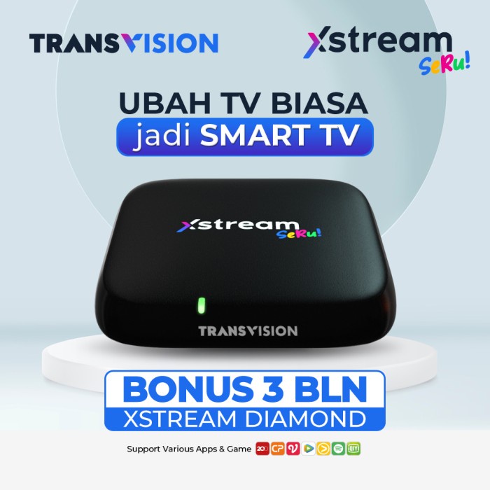 Jual TRANSVISION XSTREAM SERU TV BOX ANDROID 10 + FREE BONUS SPECIAL ...