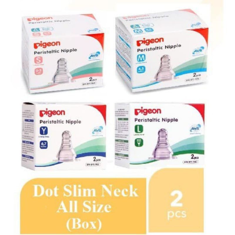 Jual PIGEON DOT PERISTALTIC SLIM NECK ISI 2 PCS / DOT BAYI DAN ANAK ...