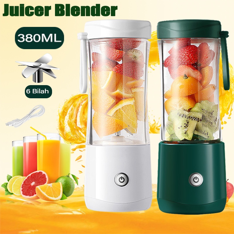 Jual Juicer Blender Rechargeable Mini Portable 6 Mata 380ML Blender Jus ...