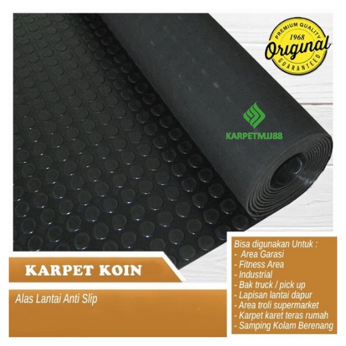 Jual KARPET KARET MOTIF KOIN 150 X 120 HITAM 4MM | Shopee Indonesia
