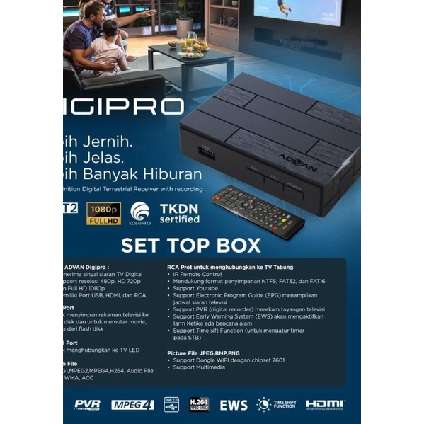 Jual Advan Digipro STB DVB T2 TV Digital Receiver Set Top Box 1080p ...