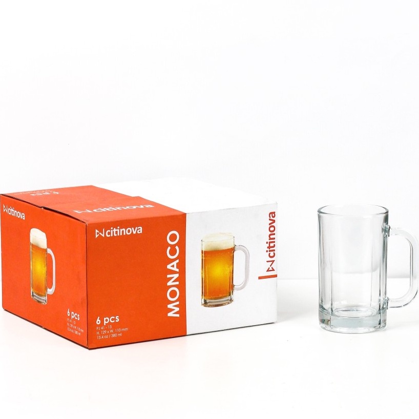 Jual CITINOVA Gelas Kaca Set Monaco 6 Pcs 380 ML Gelas Besar Gelas Bir ...