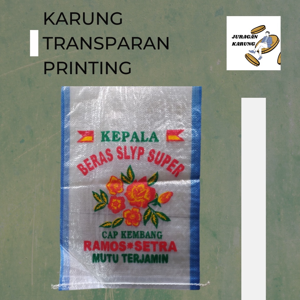 Jual Karung Printing Transparan kembang Biru Ready Karung Beras Super ...
