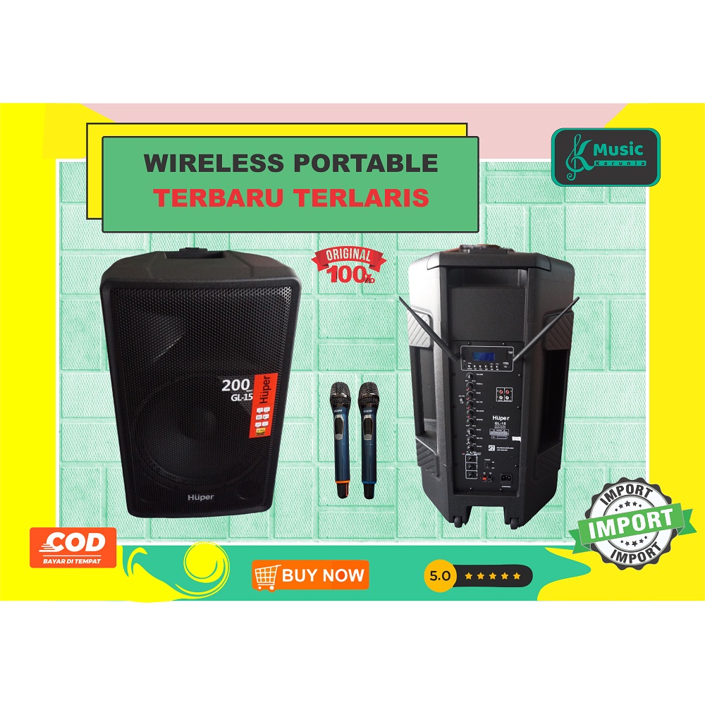 Jual Huper bikin Heboh Amply wireless Speaker Portable HUPER GL-15 GL ...