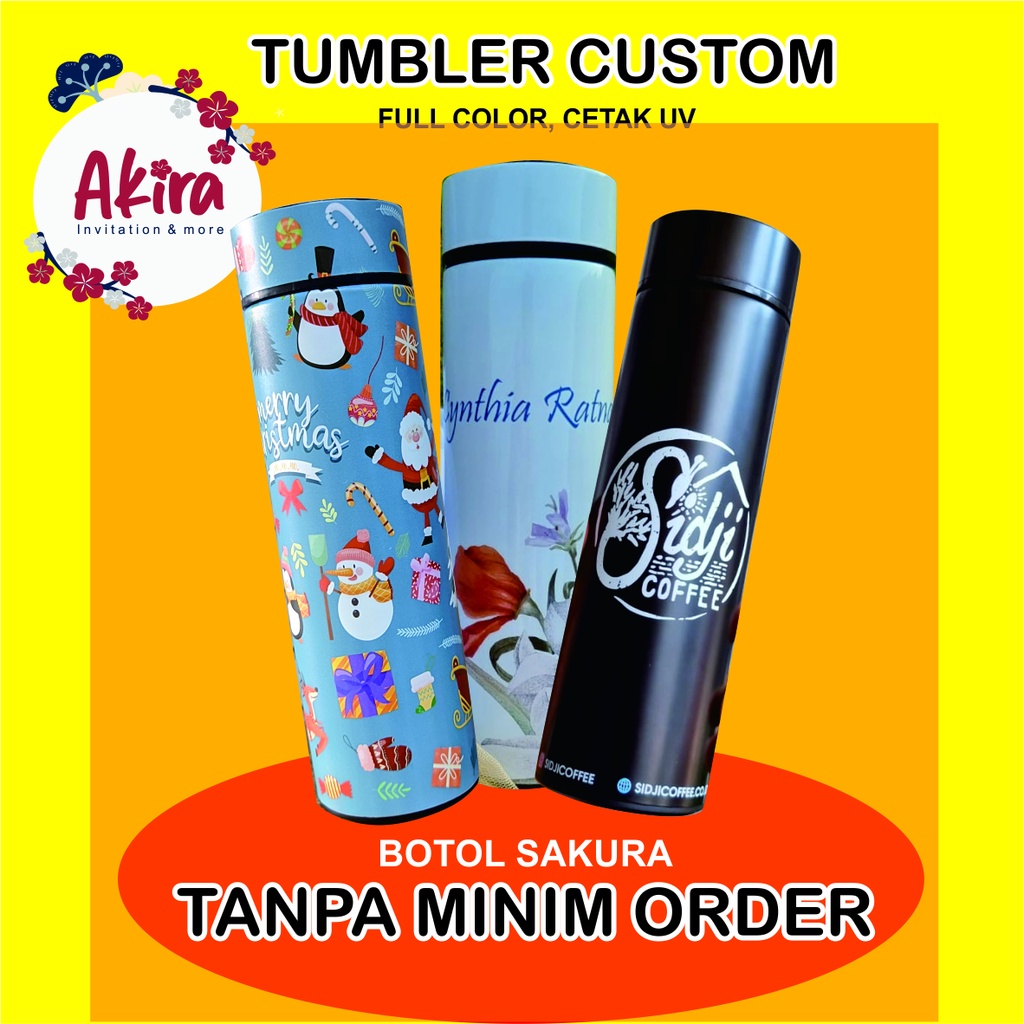 Jual Tumbler Termos Promosi Custom Logo Nama Full Warna, Cetak UV, SAKURA | Shopee Indonesia