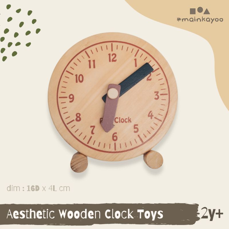 Jual Aesthetic Wooden Clock - natural pine wood - jam mainan kayu ...