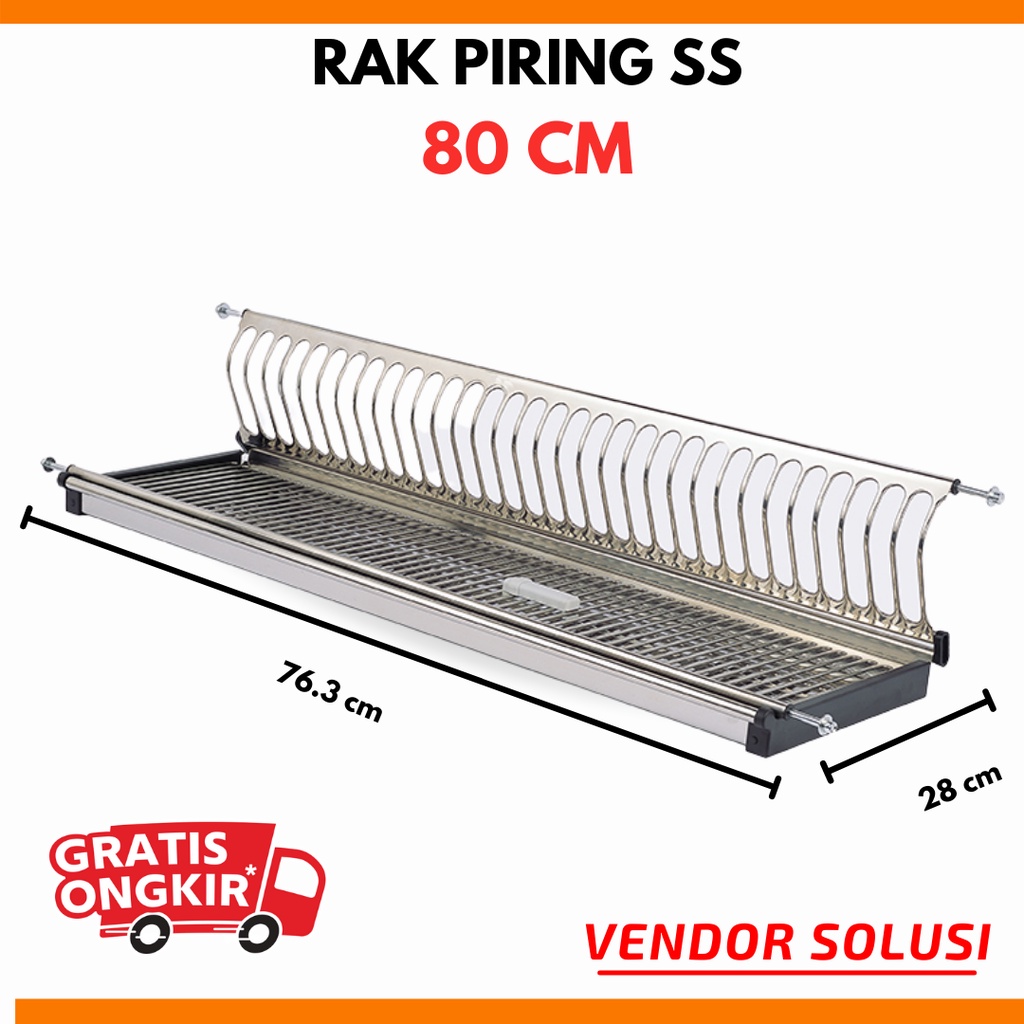 Jual Rak Piring Dapur Kitchen Set Atas Kabinet Stainless Steel 80 CM ...