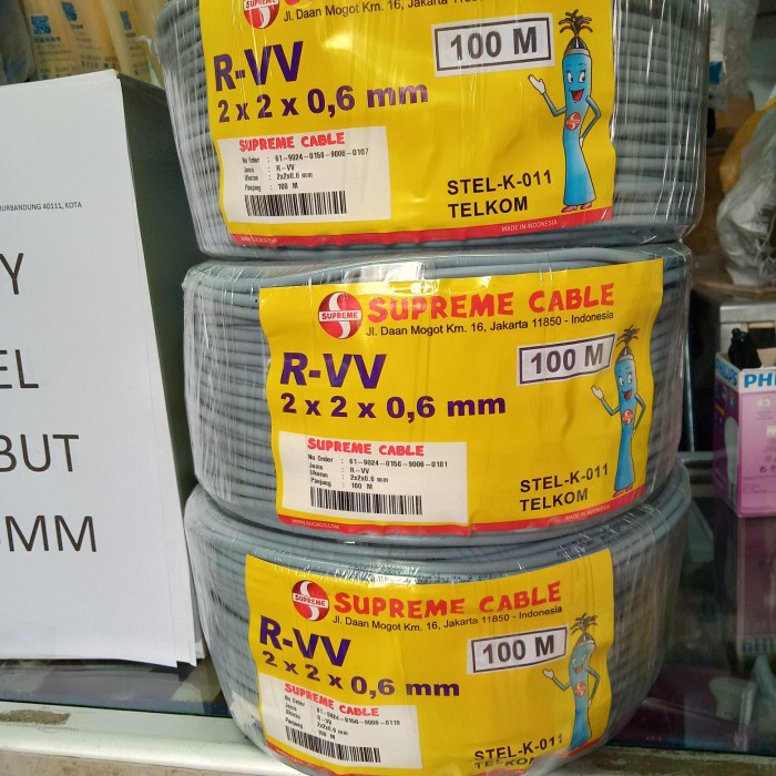 Jual {AbdiStore} KABEL TELEPON RVV SUPREME DUA PAIR ISI 4 R-VV 2X2X0.6MM 100 METER Berkualitas ...