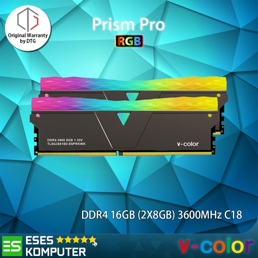 Jual RAM v-color DDR4 PRISM PRO RGB 16GB (2x8GB) 3600MHz CL18 BLACK ...