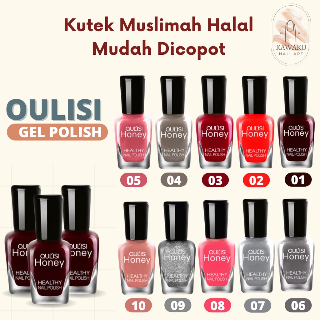 Jual Kutek HALAL OULISI Honey Nail Polish Water Based 40 Warna | Shopee ...