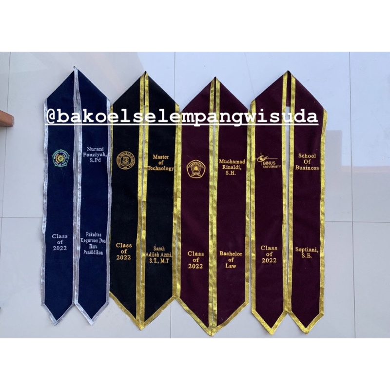 Jual Selempang wisuda leher (kain bludru 1 layer, kain satin 2 layer ...