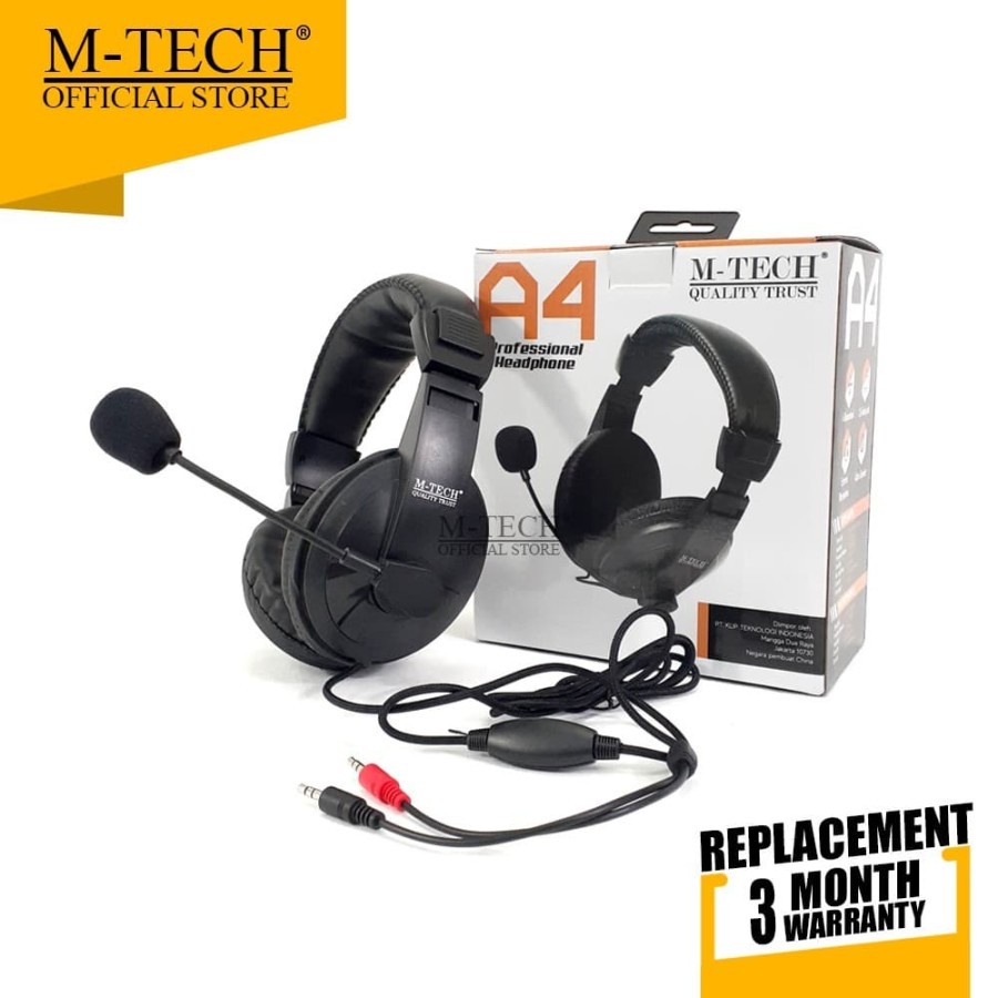 Jual Headset M-Tech A4 Headphone + Mic (Komputer|Laptop|HP) | Shopee ...